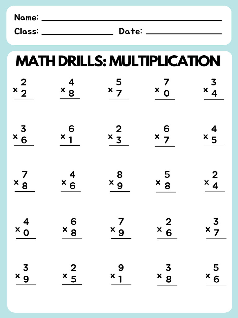Math Drills Multiplication Worksheet | PDF