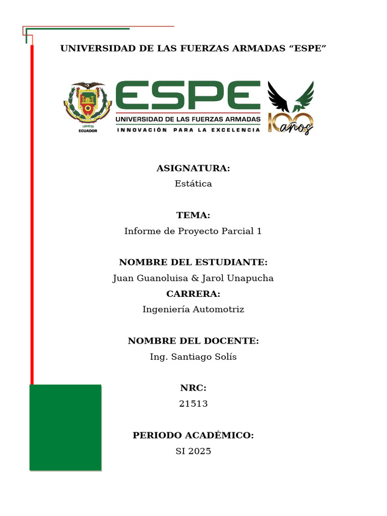 Informe Maqueta Estatica | PDF | Mecánica | Física