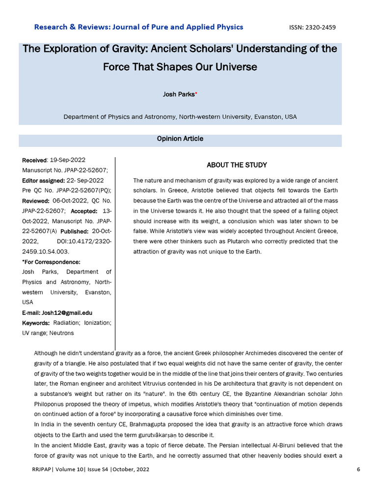 Ancient Theories of Gravity Explored | PDF | Gravity | Physical Quantities