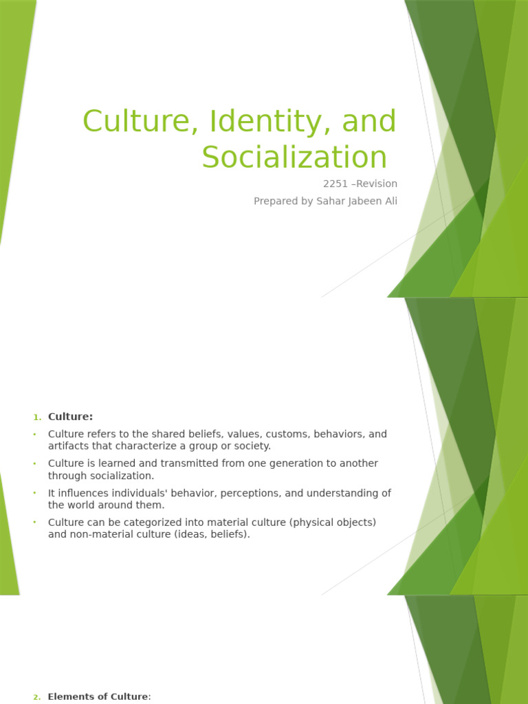 Culture, Identity, and Socialization - Revision PPT 1 | PDF ...