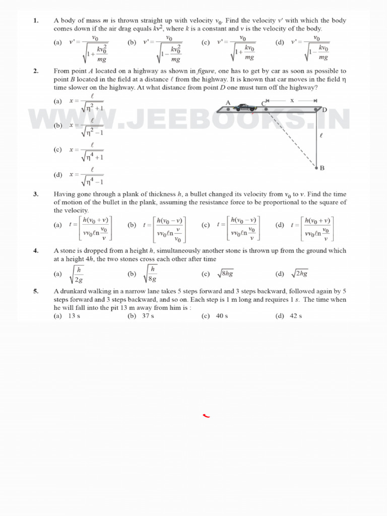 Kinematics Practice Questions | PDF