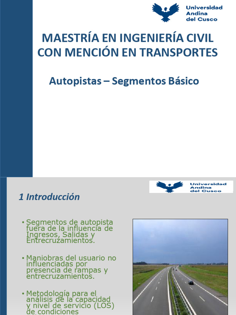 Cap 11. Autopistas-Segmentos Básicos OK | PDF | Carretera de acceso controlado | Cantidad