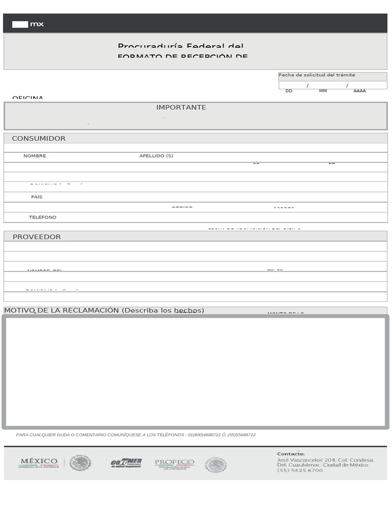 Formato de Queja Profeco | PDF