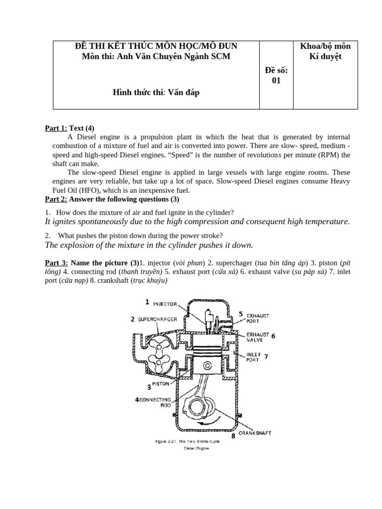 Da-đề Thi Kết Thúc Avcn a2 | PDF | Piston | Diesel Engine