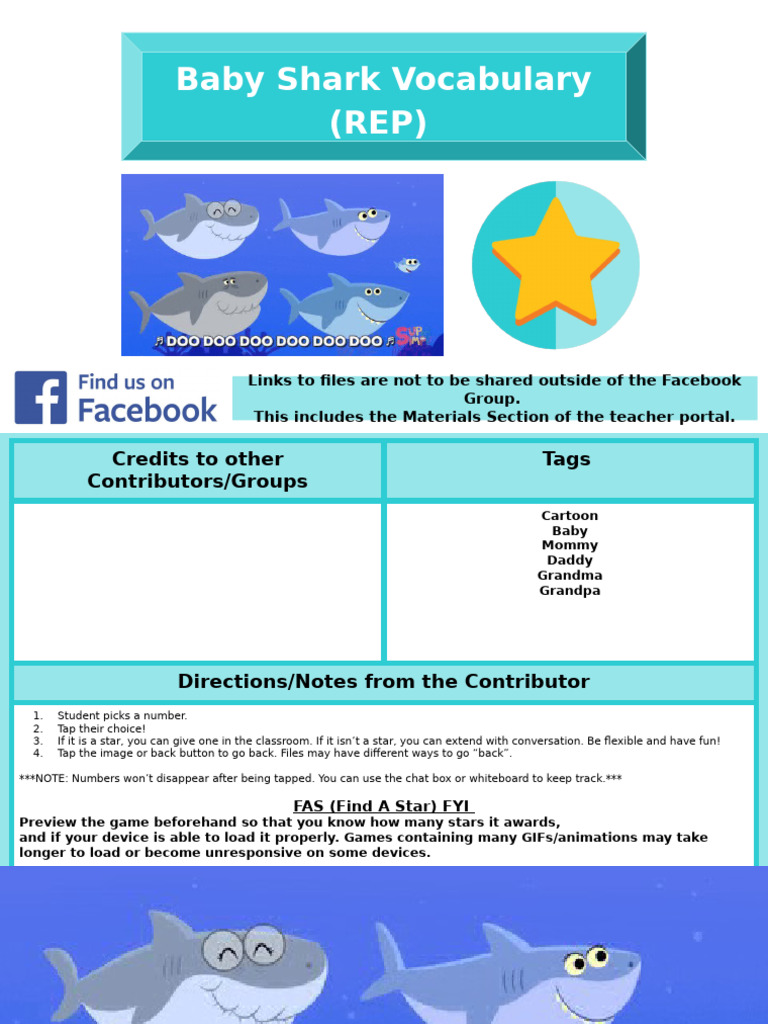 Baby Shark Vocabulary Extension - Jennifer Rice | PDF