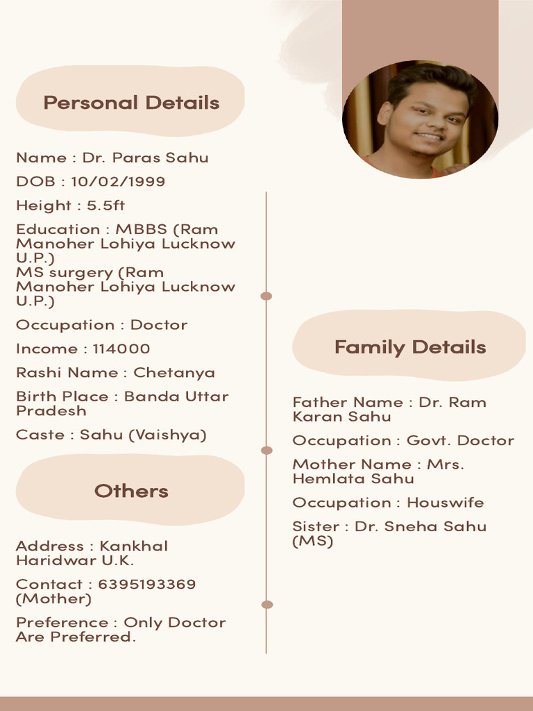 Dr. Paras Sahu Biodata | PDF