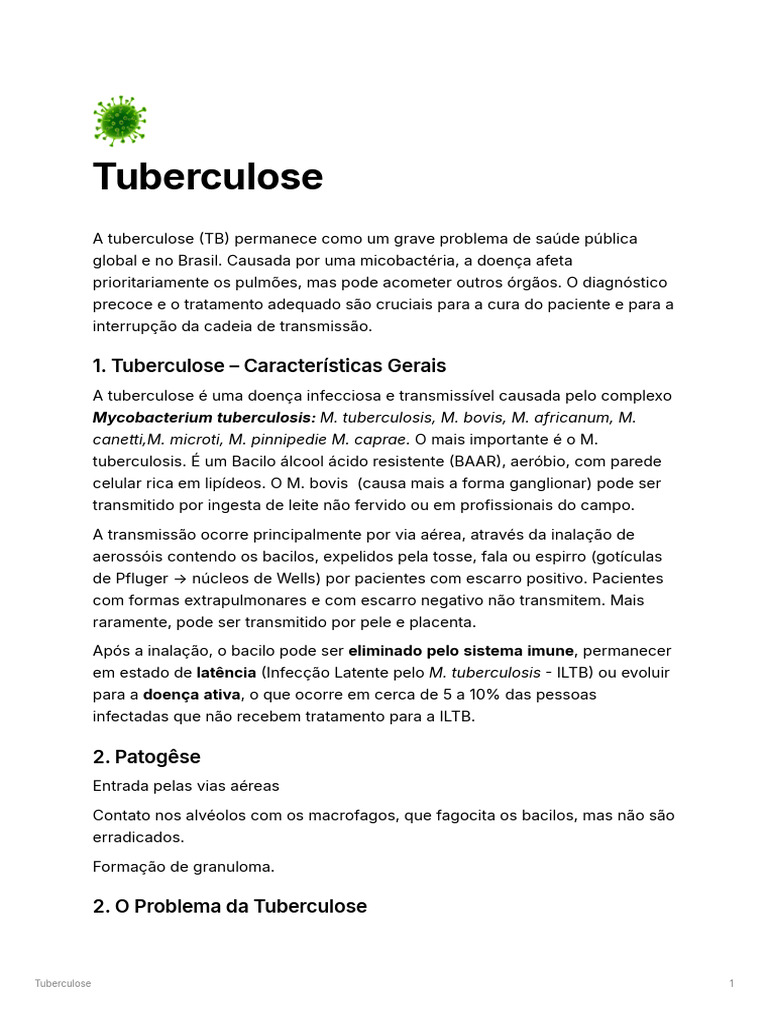 Tuberculose: Diagnóstico e Tratamento | PDF | Tuberculose ...