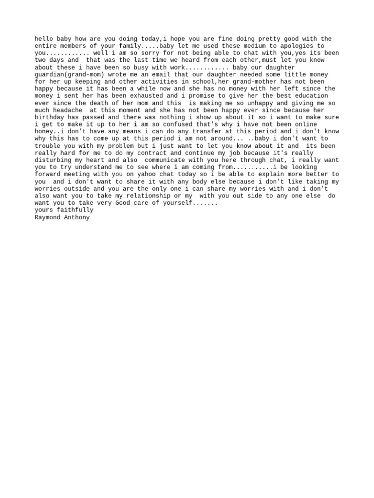 Urgent Financial Request from Raymond | PDF