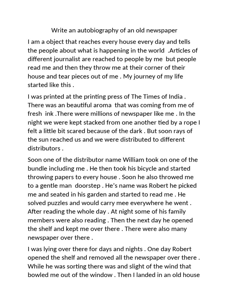 Autobiography of an Old Newspaper | PDF
