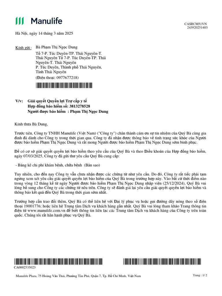 Claim-Notification 20250315 | PDF