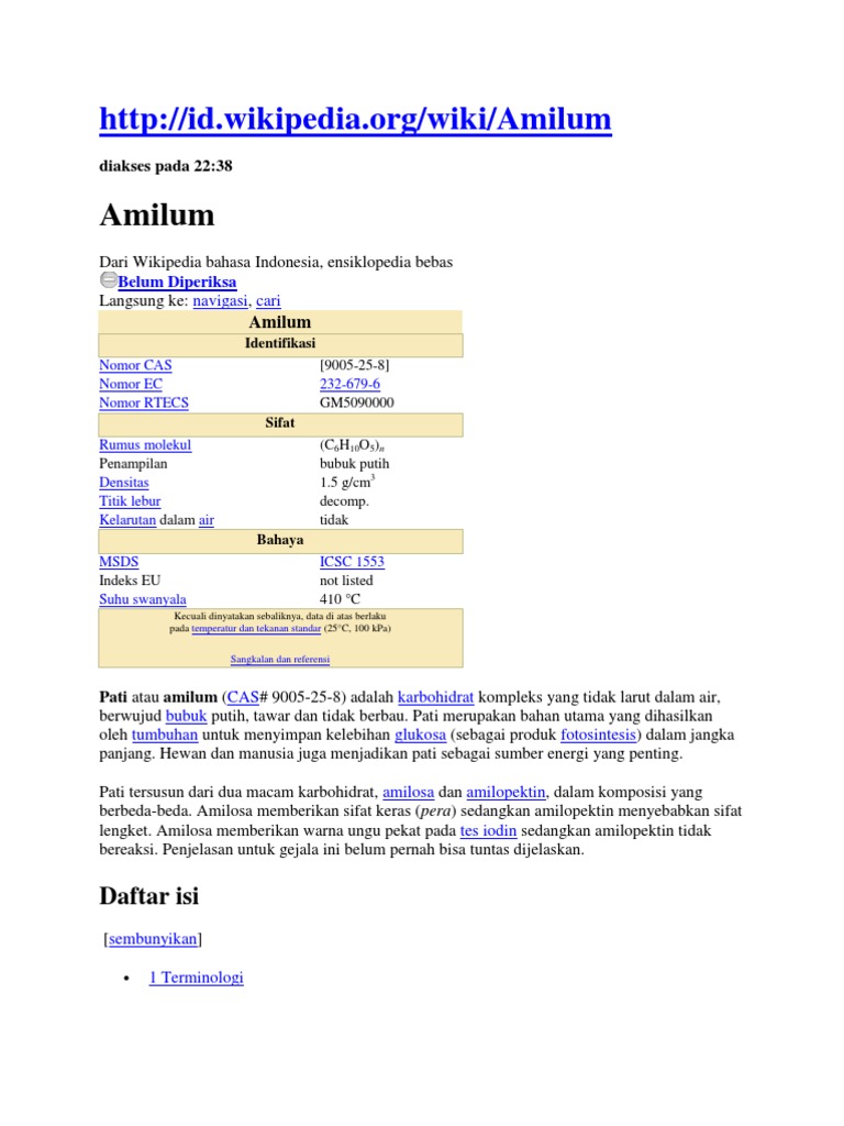 Amilum | PDF | Kesehatan Holistik | Sains & Matematika