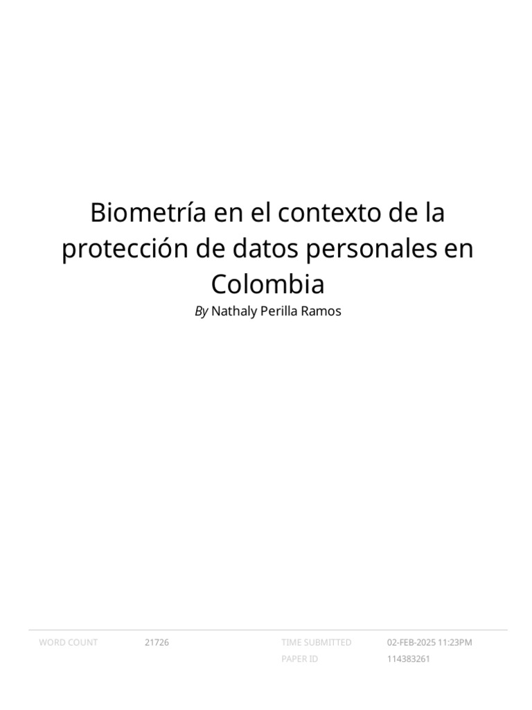 Biometr A en El Contexto de La Protecci N de Datos | PDF
