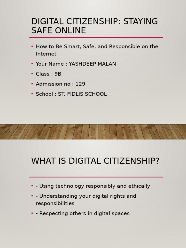 Digital - Citizenship - Staying - Safe - Online Yashdeep Malan PPT 2 | PDF