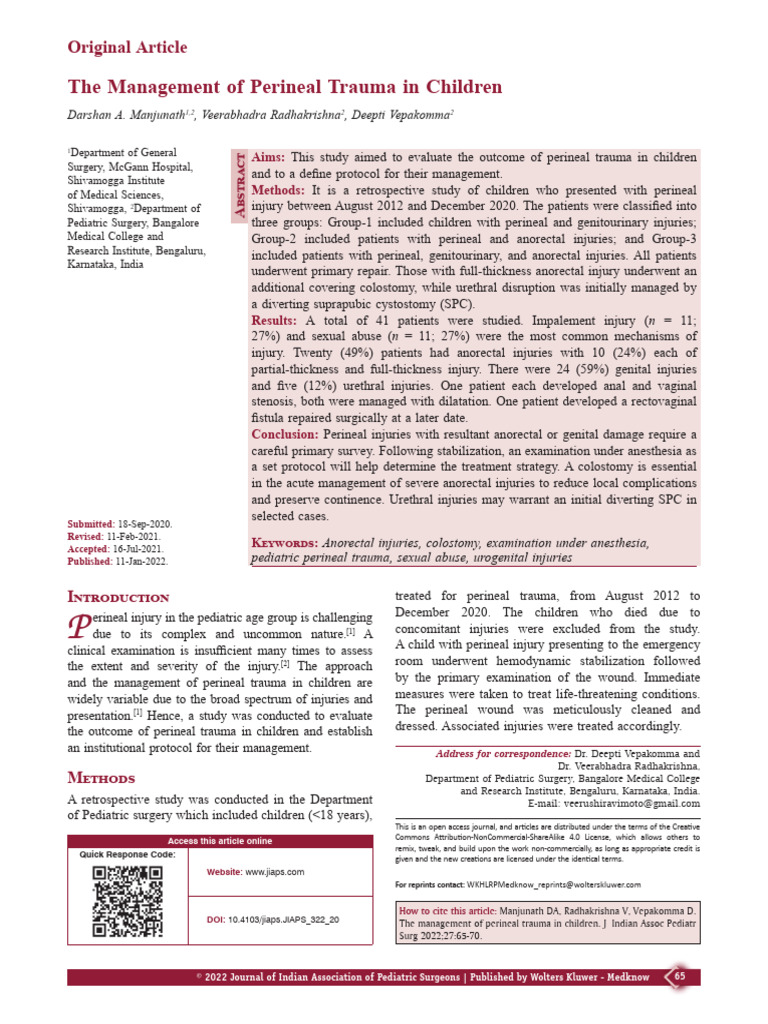 Pediatric Perineal Trauma Management | PDF | Medical Specialties ...