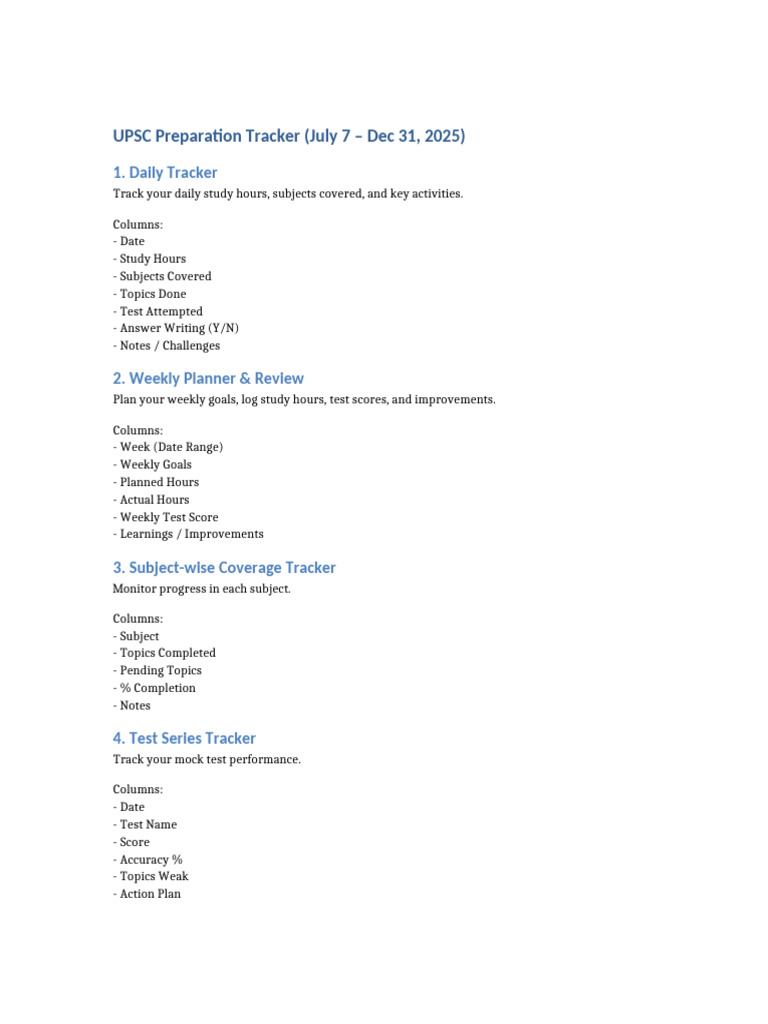 UPSC Preparation Tracker July Dec 2025 | PDF | Anthropology | Evolution