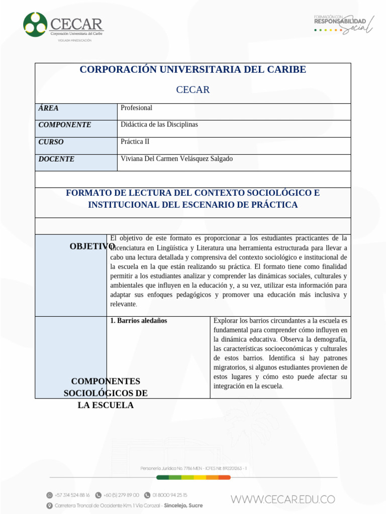 Instrumento Lectura de Contexto Institucional | PDF | Enseñando | Institución