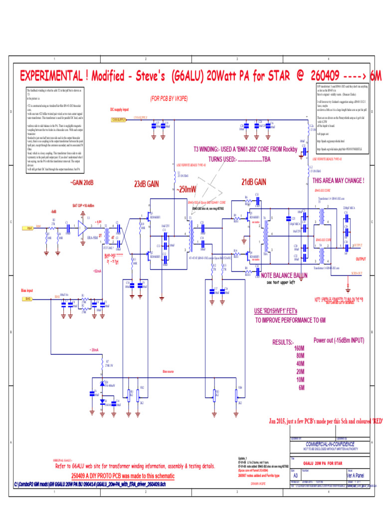 G6ALU 20W PA Schematic Overview | PDF | Transformer | Electronic Circuits