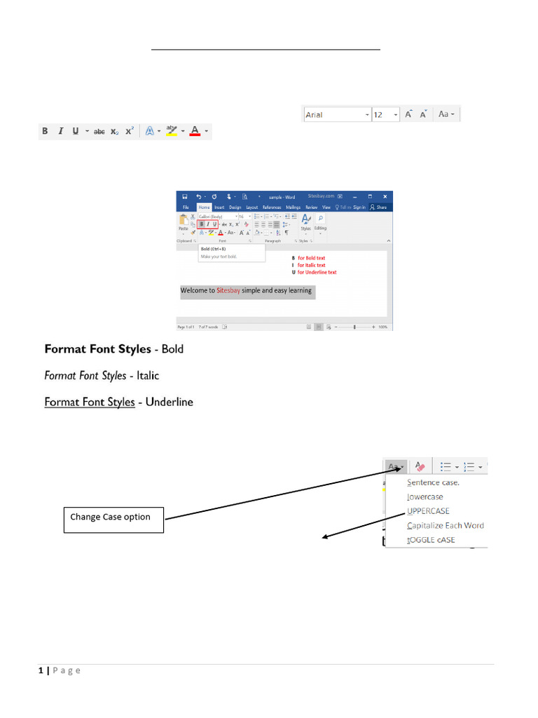 Formatting Text in MS Word 2010 | PDF
