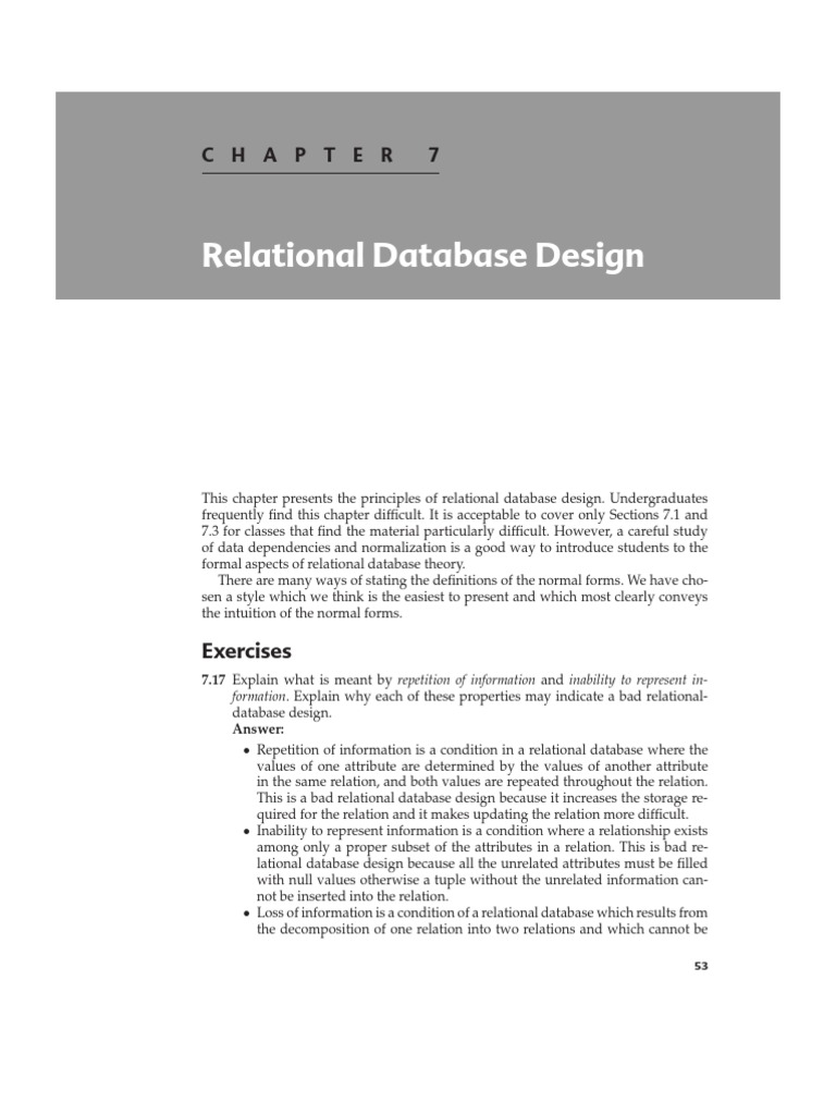Ch7 Answers | PDF | Relational Model | Relational Database