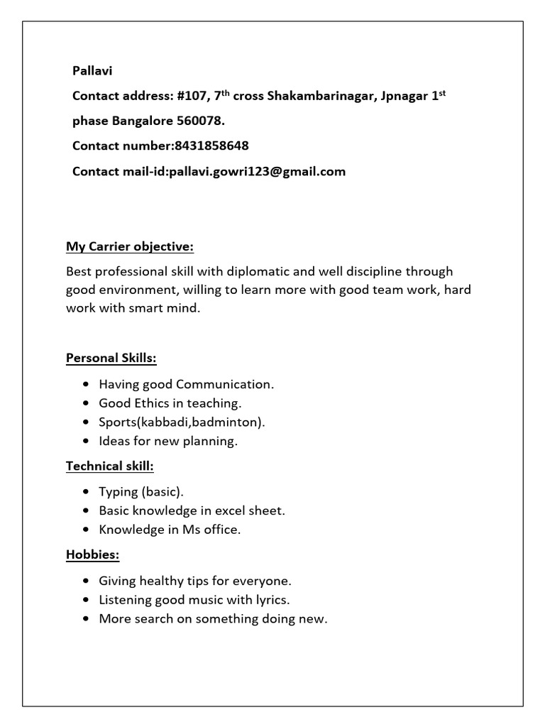 Pallavi Resume | PDF