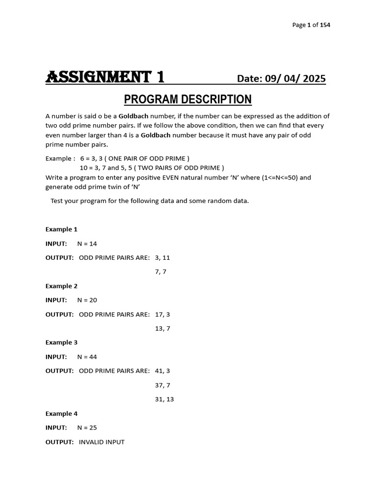 Goldbach Number Program in Java | PDF | Discrete Mathematics ...