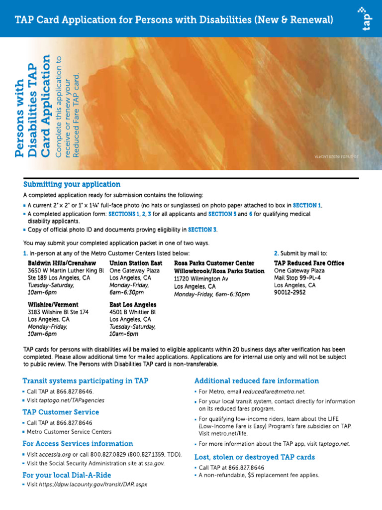 TAp Card Application METRO | PDF | Supplemental Security Income ...