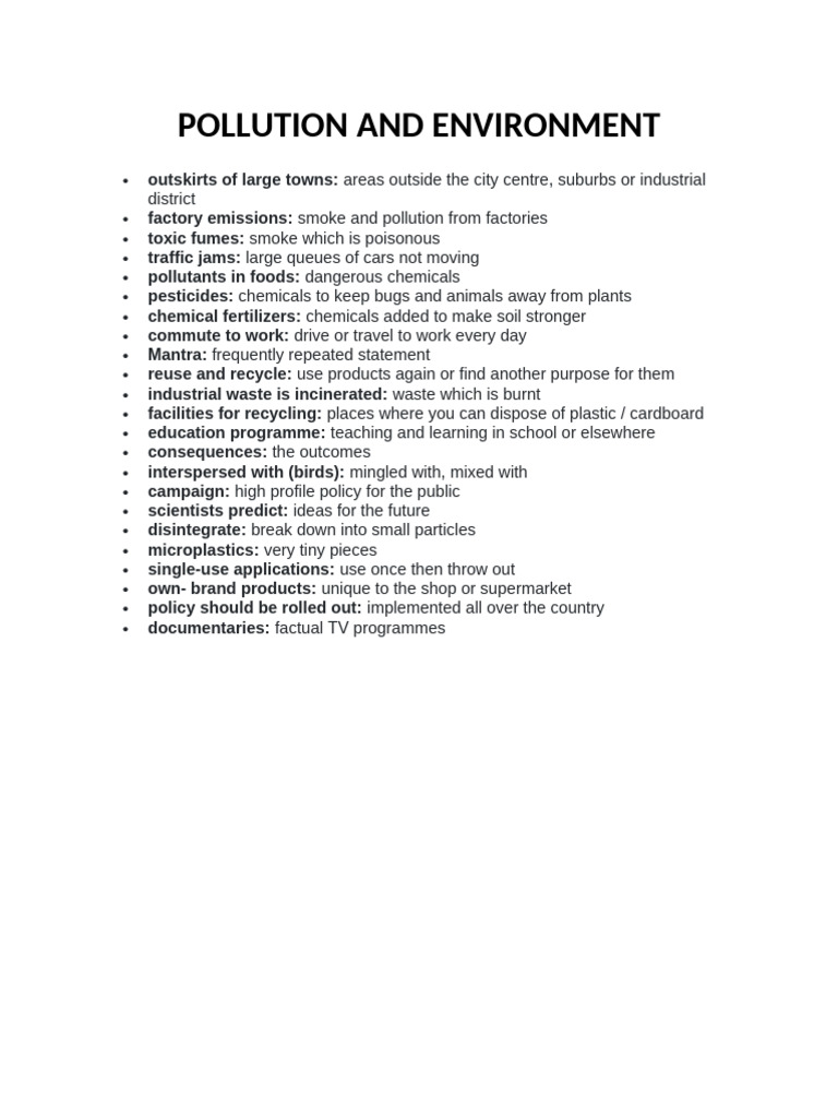 Pollution and Environment | PDF