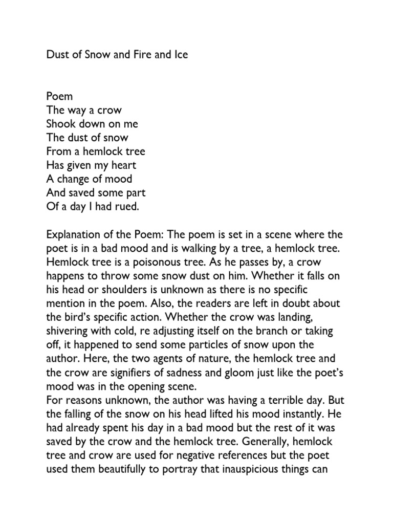 Dust of Snow and Fire and Ice | PDF | Poetry