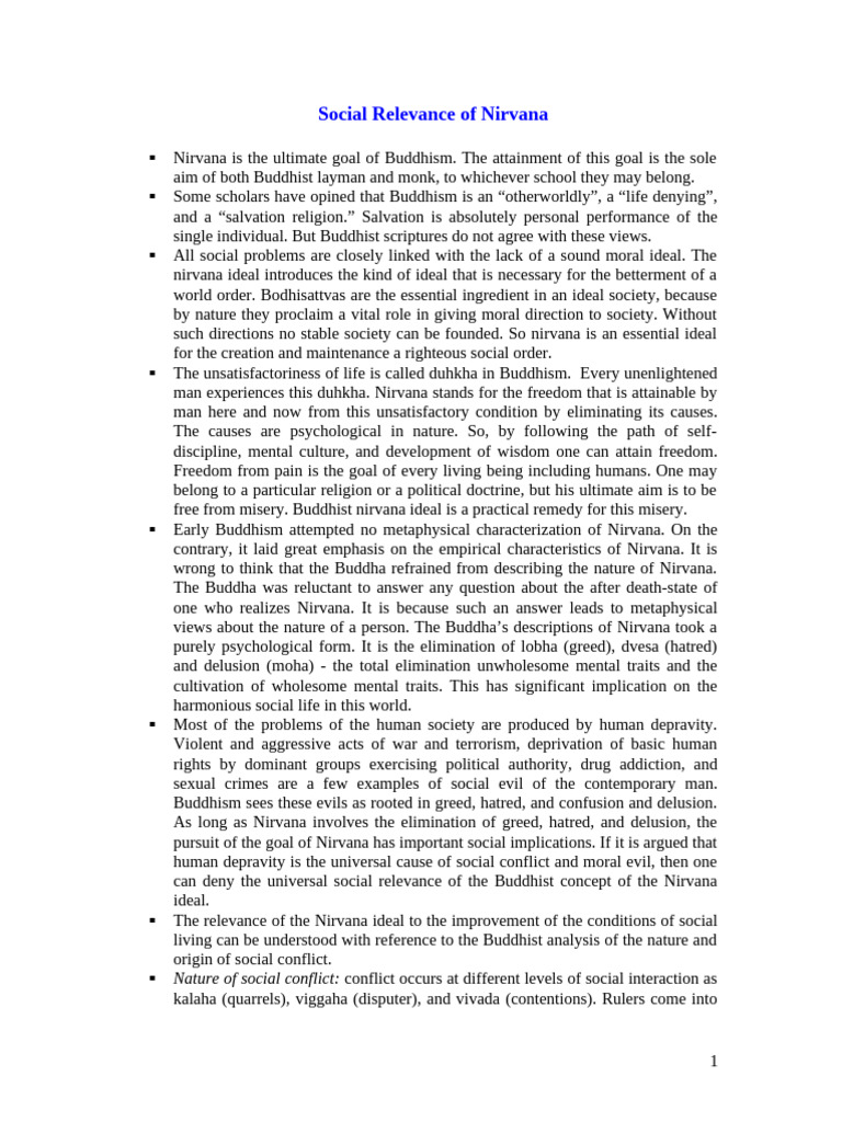 Social Relevance of Nirvana | PDF | Nirvana | Evil