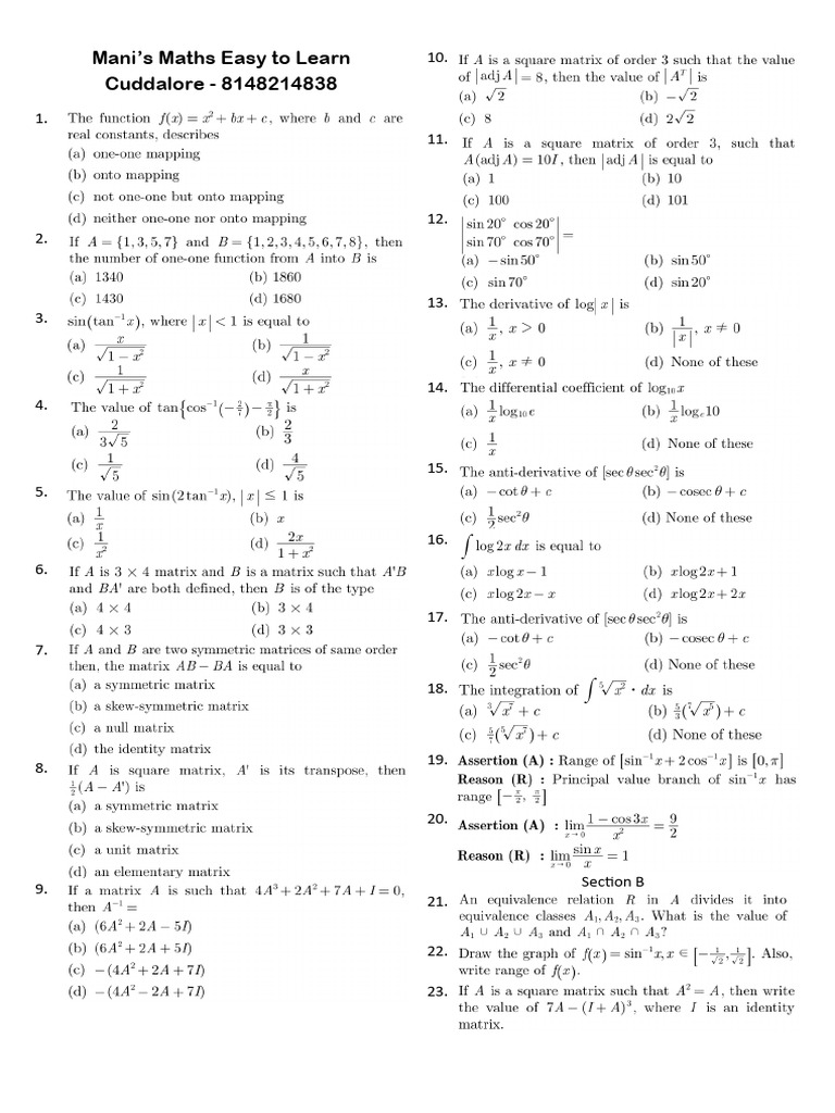 Mid Term 1 Model Paper | PDF