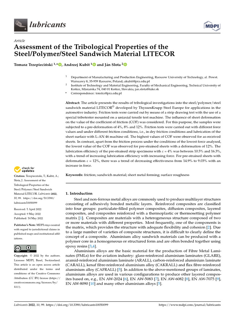 Tribological Assessment of LITECOR Material | PDF | Friction ...