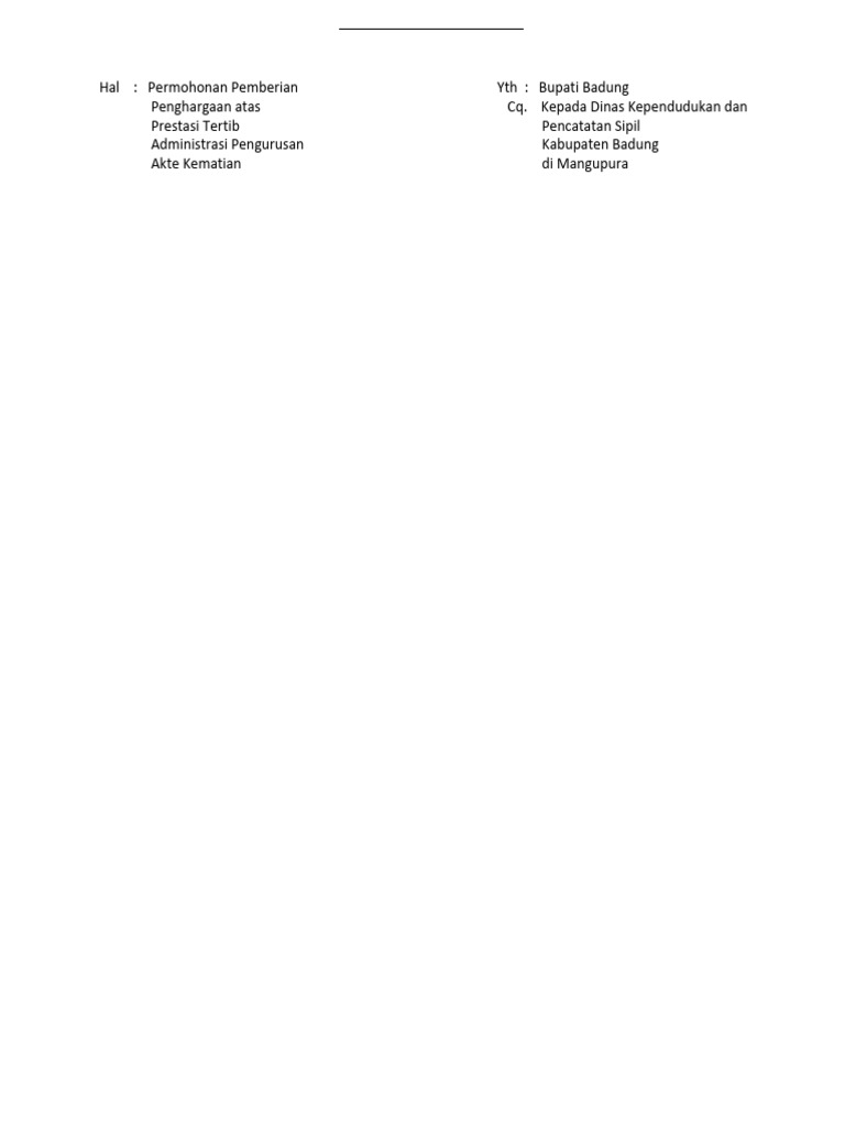 Permohonan Akte Kematian Badung | PDF