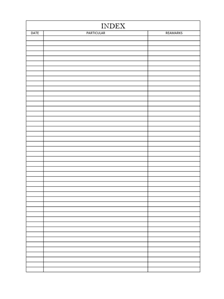 Document Index and Remarks Overview | PDF