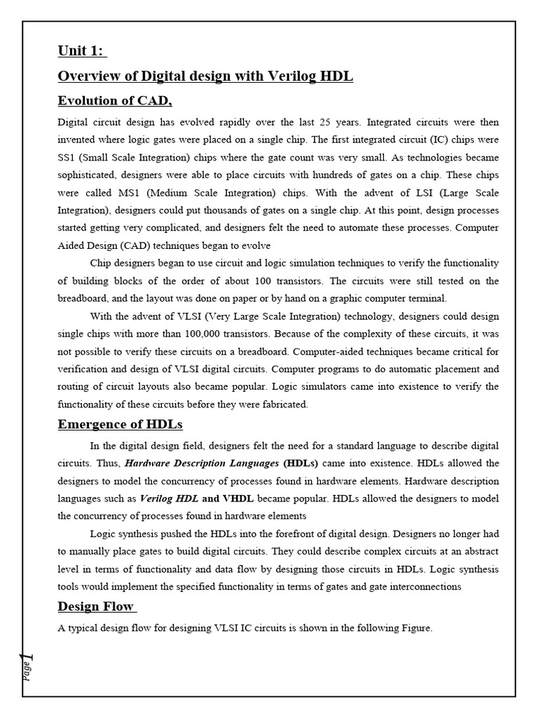 1.introduction To Verilog HDL | PDF | Hardware Description Language | Logic Synthesis
