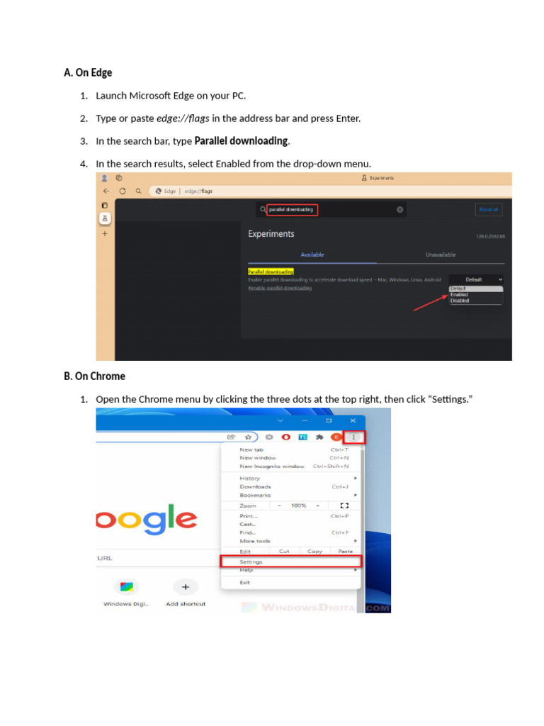 Enable Parallel Downloading in Edge & Chrome | PDF