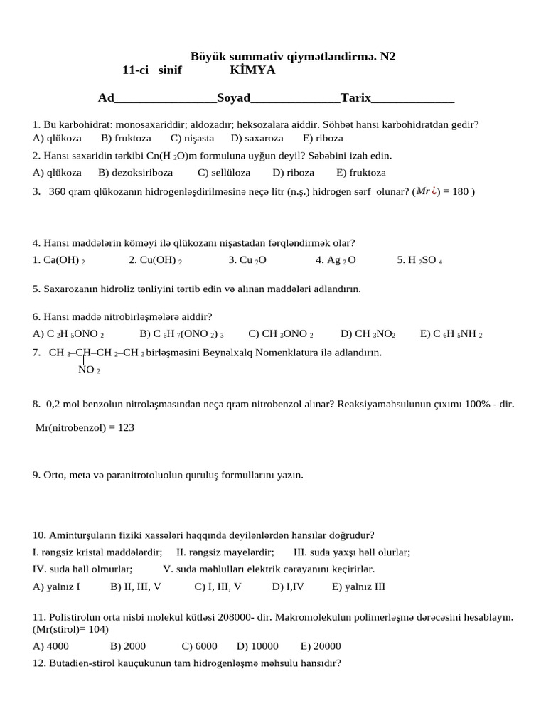 Ki̇mya11 BSQ-2 | PDF