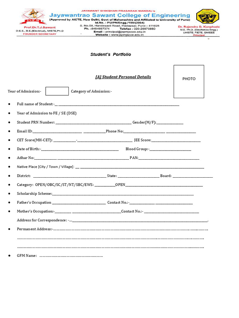 Student Portfolio Template 2024-2025 | PDF | Vocational Education ...