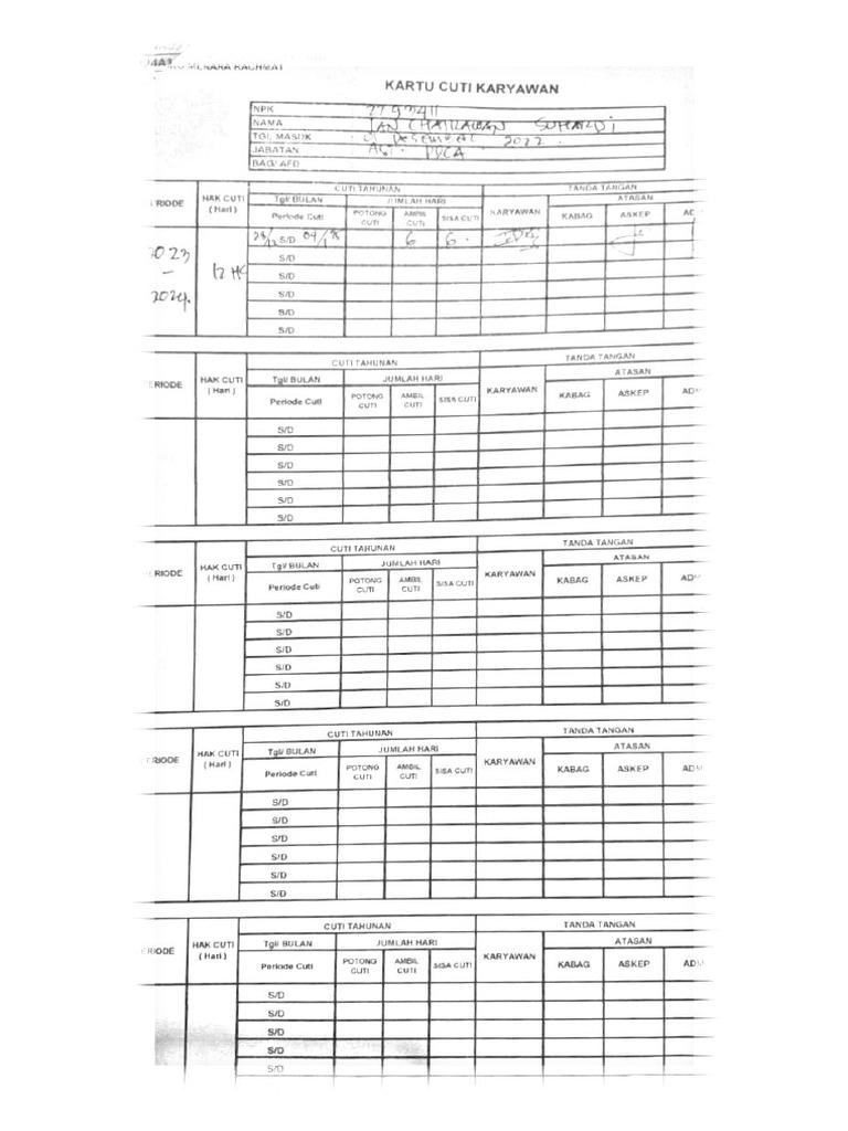 Kartu Cuti Gsip | PDF