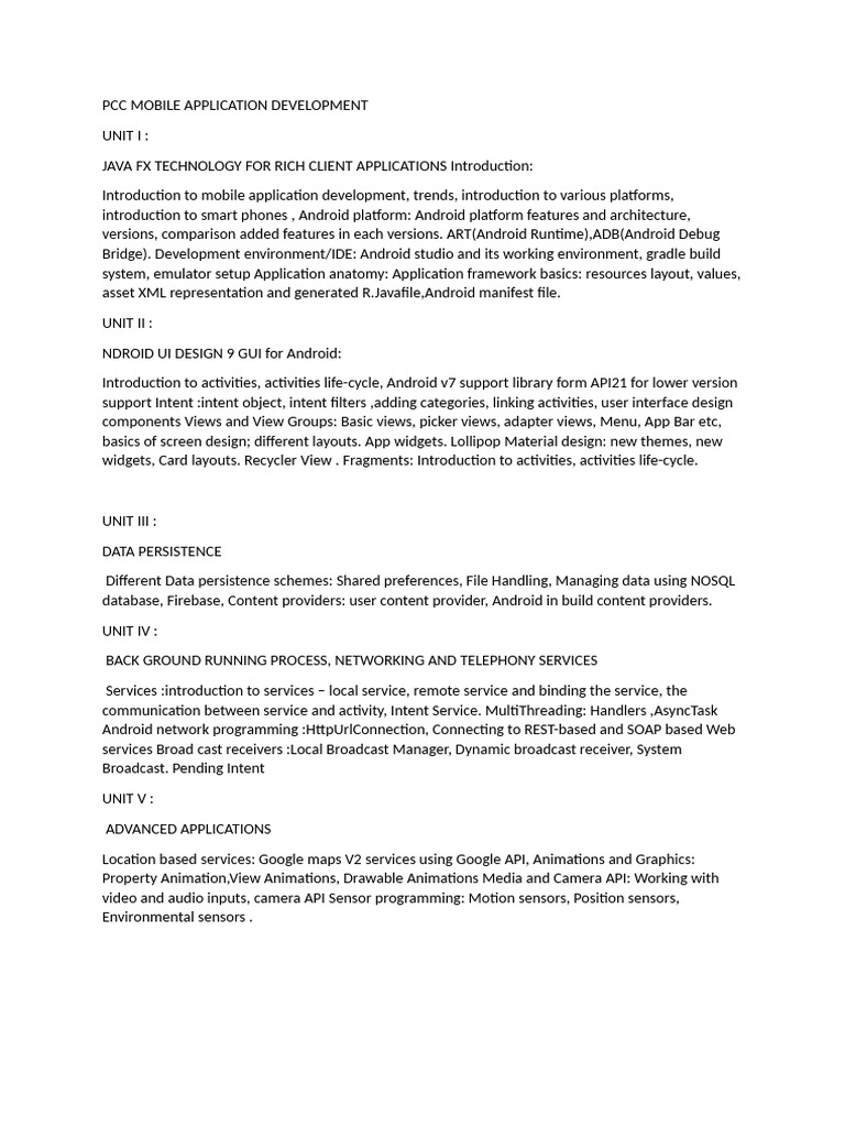 PCC Mobile Application Development | PDF | Android (Operating System) | Mobile App