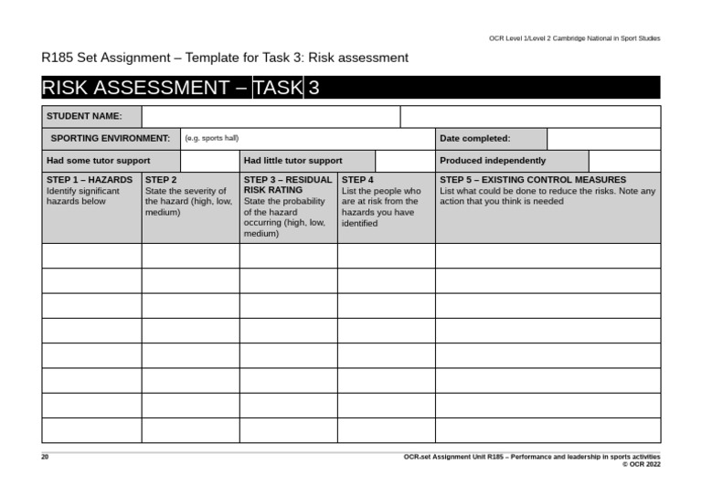 Risk Assessment (R185) | PDF