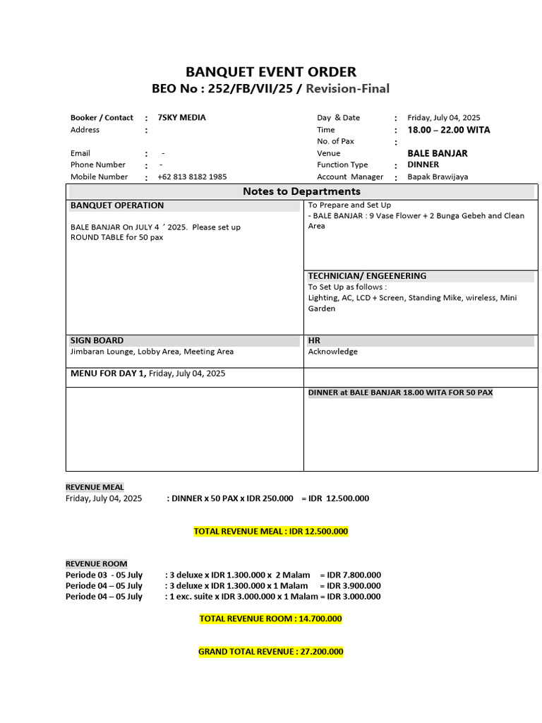 Beo Dinner 7sky Media 4 Juli 2025 | PDF
