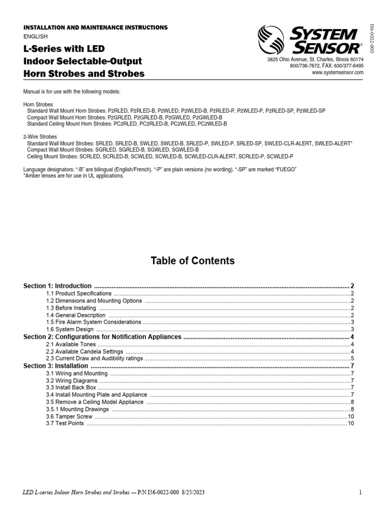 L-Series LED Horn Strobe Manual | PDF