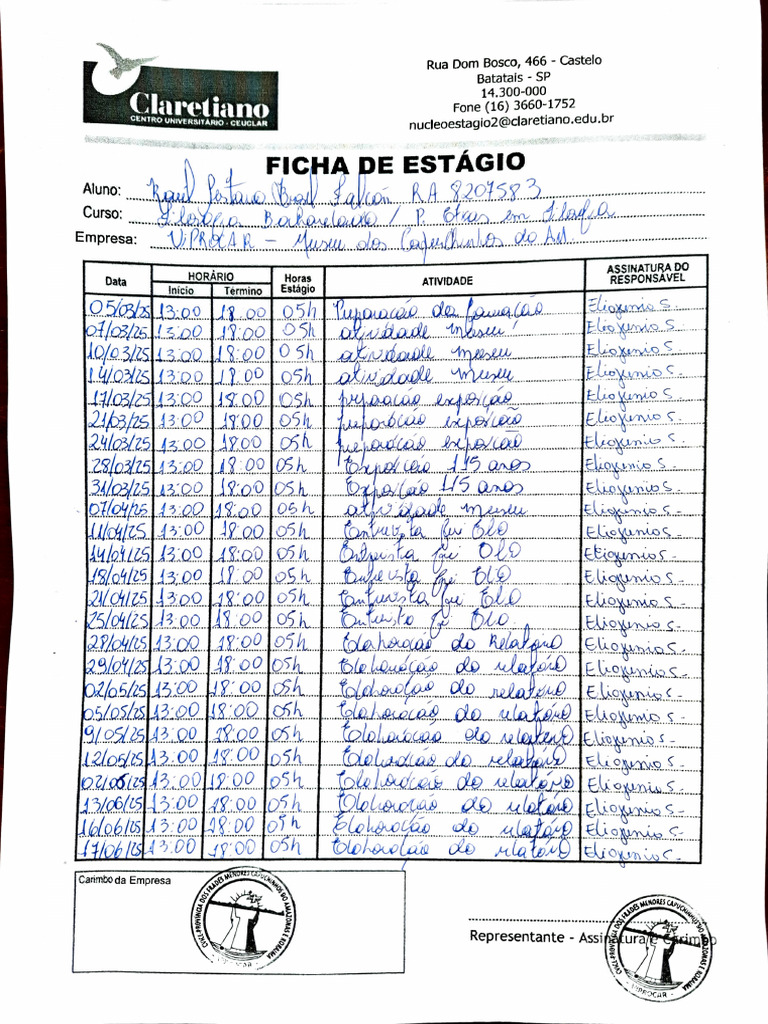 Ficha de Estágio 2 | PDF