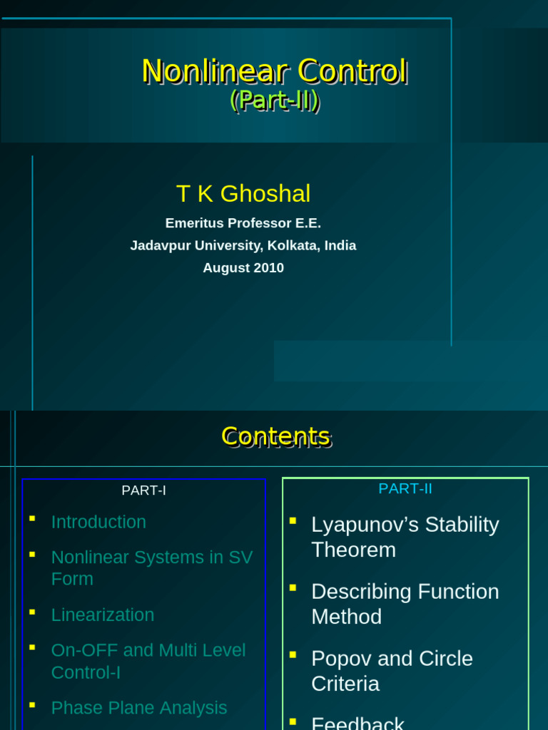 TKG - NonlinControl Part II - V 16 | PDF | Stability Theory ...