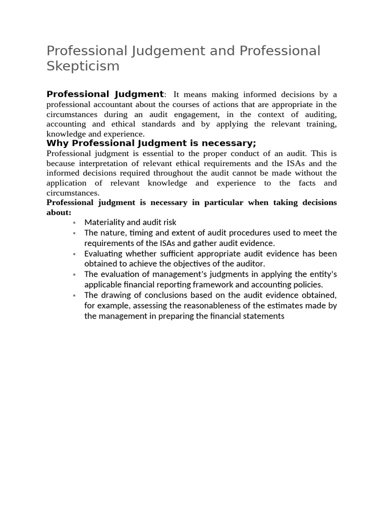 Professional Judgment and Skepticism in Auditing | PDF | Audit