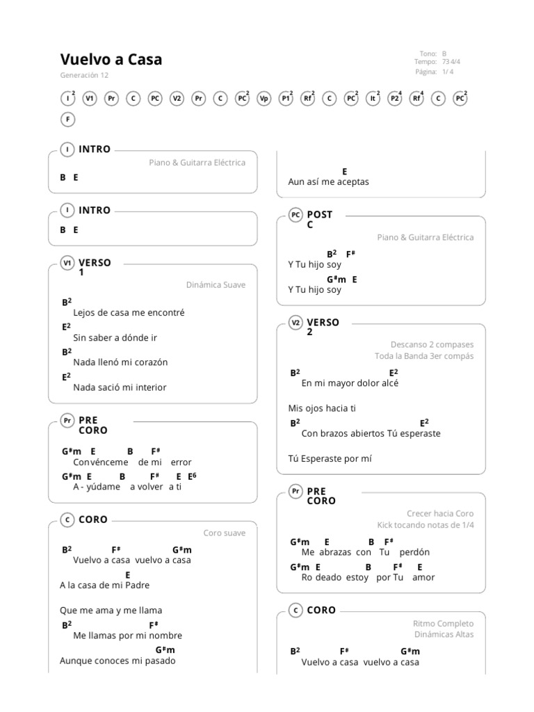 Vuelvo a Casa - Generación 12 | PDF | Elementos de la música ...