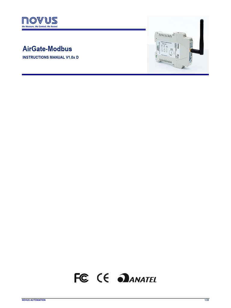 Airgate-Modbus: Instructions Manual V1.0X D | PDF | Usb | Computer Network