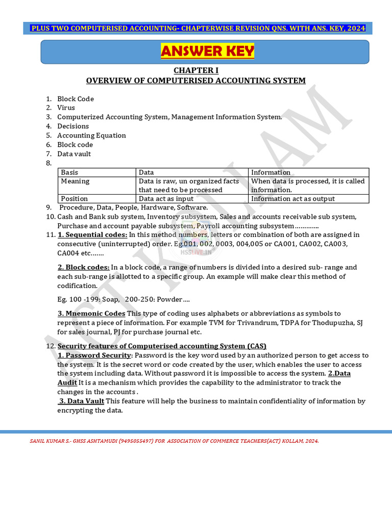 Hsslive - Xii - Ca Revision Qns With Ans Key-2024 | PDF | Cost Of Living | Net Present Value