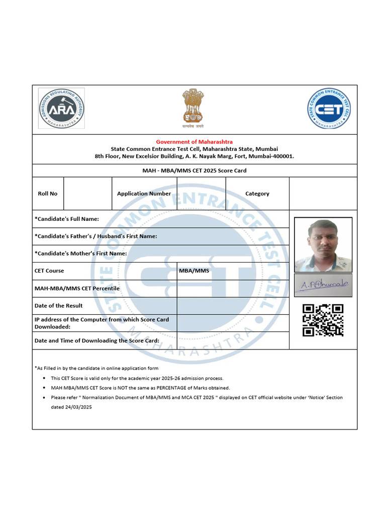 MBA/MMS CET 2025 Result Announcement | PDF