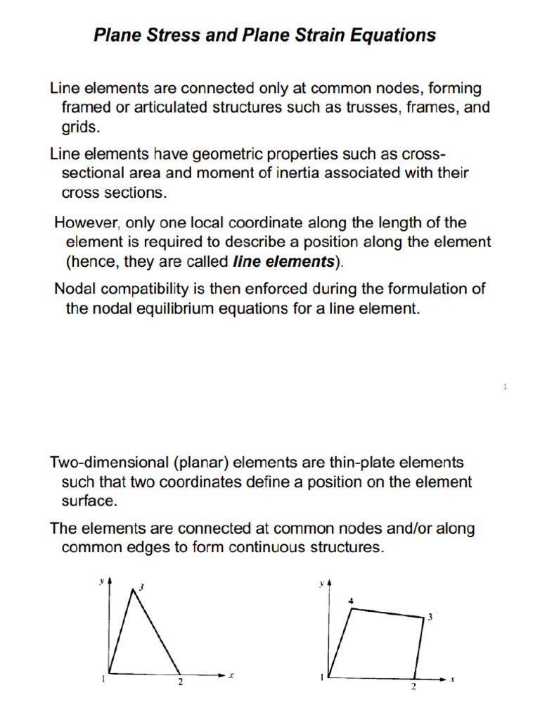 Structural Analysis FEM Lecture 8A Plane Srtress and Strain Equations | PDF